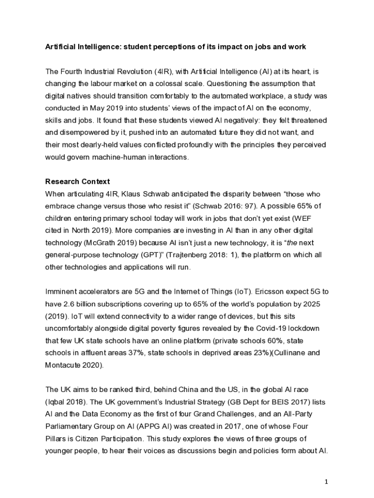 Fillable Online student perceptions of its impact on jobs and work - AWS Fax Email Print - pdfFiller