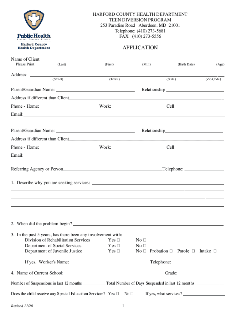 Fillable Online Harford County - Maryland Department of Human Services ...
