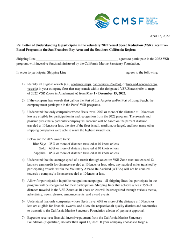 Fillable Online Seasonal Voluntary Vessel Speed Reduction Request Fax ...