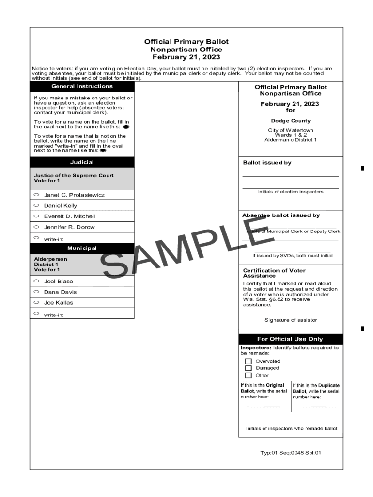 Fillable Online Sample Ballots - Revize Fax Email Print - pdfFiller