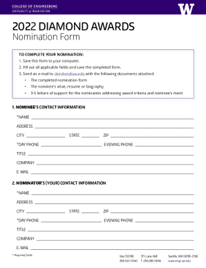 Fillable Online Diamond Service Awards Nomination Form - Bloomington ...