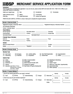 Fillable Online merchant service application form - BSP Fax Email Print ...