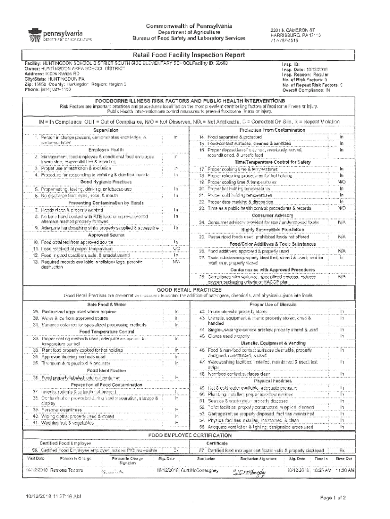 Fillable Online Look up a food safety inspection reportCity of ...