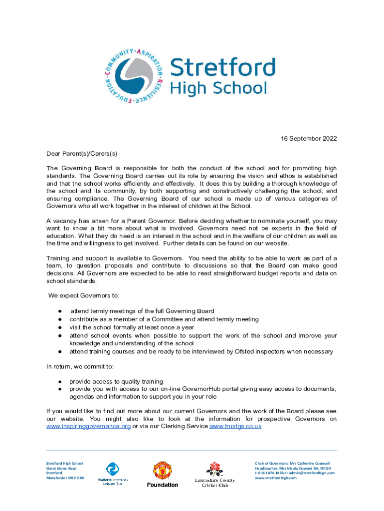 Fillable Online Parent Induction Letter.docx Fax Email Print - pdfFiller