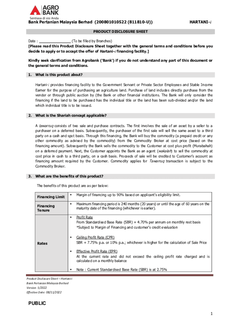 Fillable Online product disclosure sheet - Bangkok Bank Malaysia Fax ...