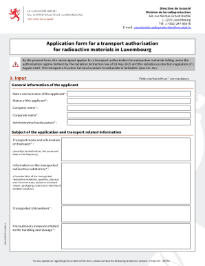 Fillable Online Application form for a transport authorisation for ...