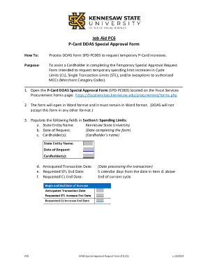 Fillable Online Job Aid PC6 P-Card DOAS Special Approval Form Fax Email ...