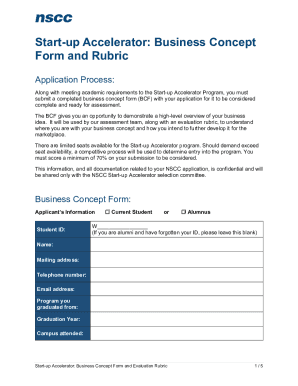 Fillable Online Start-up Accelerator: Business Concept Form and Rubric Fax Email Print - pdfFiller