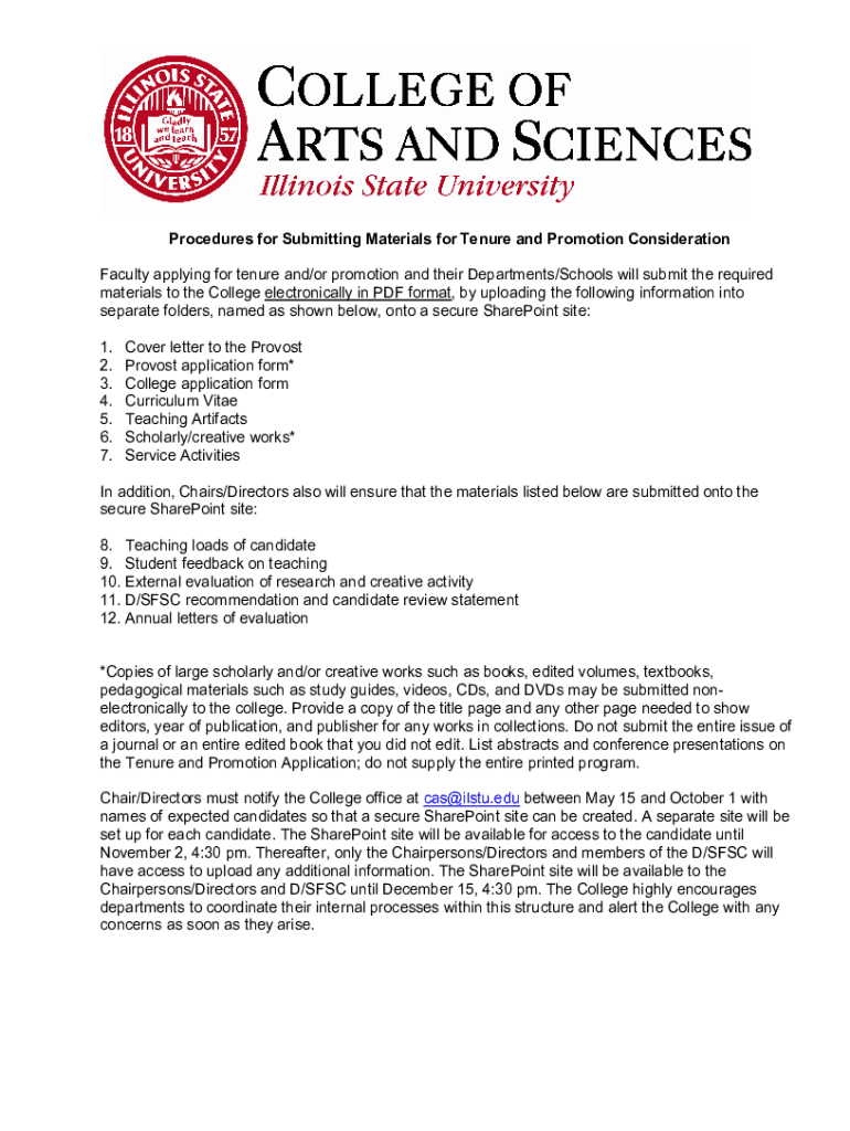 Fillable Online Procedures for Submitting Materials for Tenure and ...