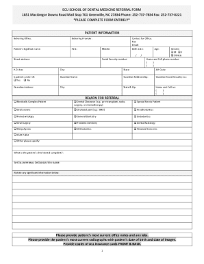 Fillable Online ecu school of dental medicine referral form Fax Email ...