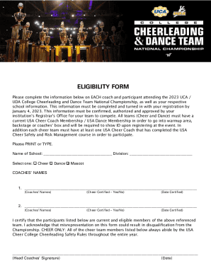Fillable Online ELIGIBILITY FORM - Varsity.com Fax Email Print - pdfFiller