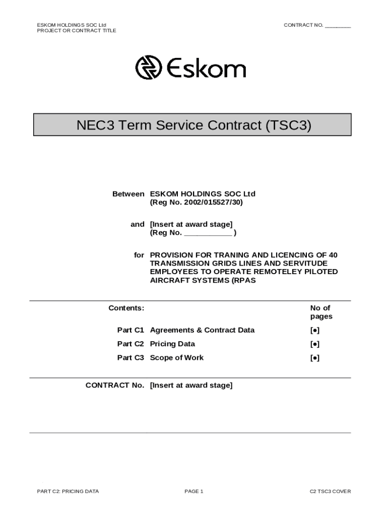 NEC3 Term Service Contract (TSC3) Between ESKOM ... Doc Template ...