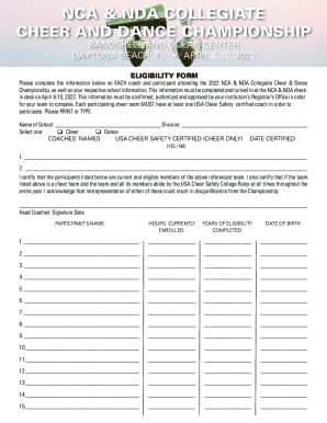 Fillable Online NCA Rules, Scoring & Divisions - Varsity.com Fax Email ...