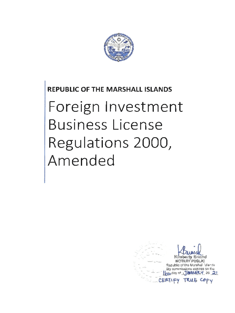 Fillable Online Foreign Investment Business License of the Marshall ...
