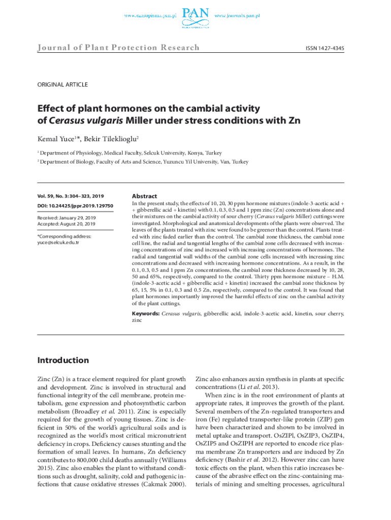 Fillable Online Hormonal signals involved in the regulation of cambial ...