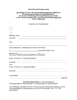 Ausfüllbar Online 10 BBiG, Vertrag Paragraph 10 Berufsbildungsgesetz ...
