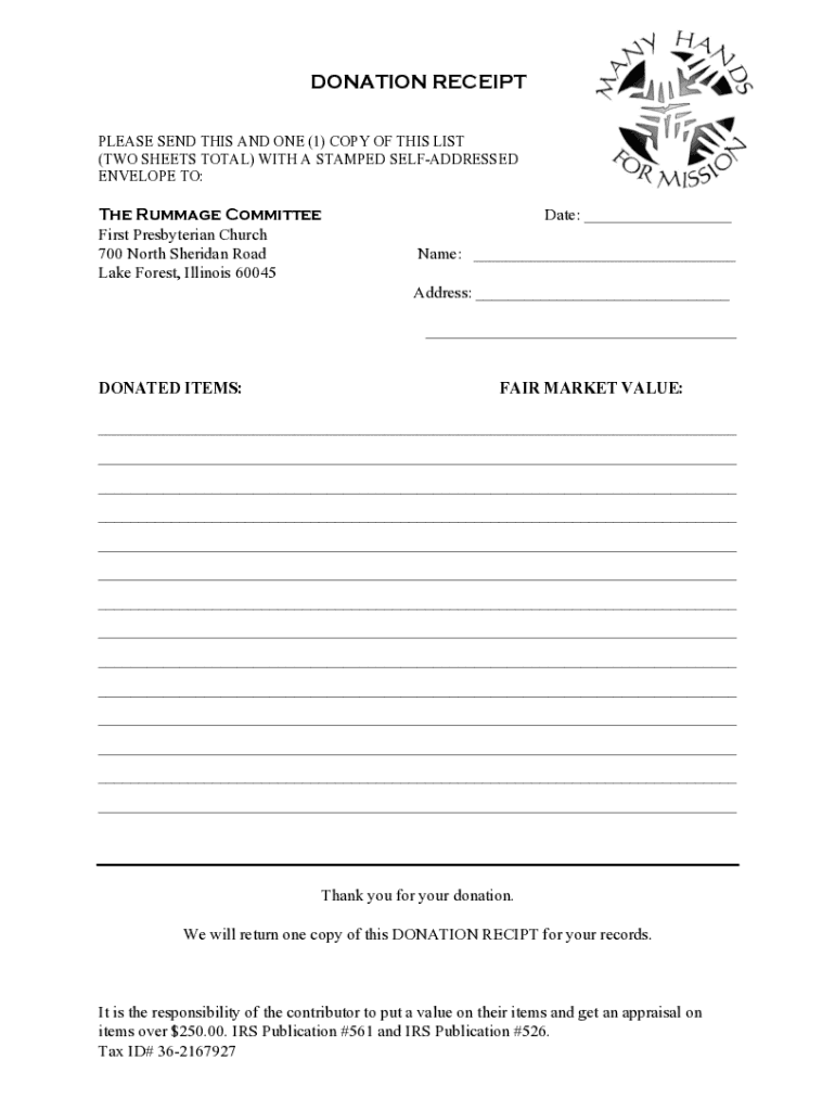 Fillable Online Free Church Donation Receipt Template Fax Email Print ...