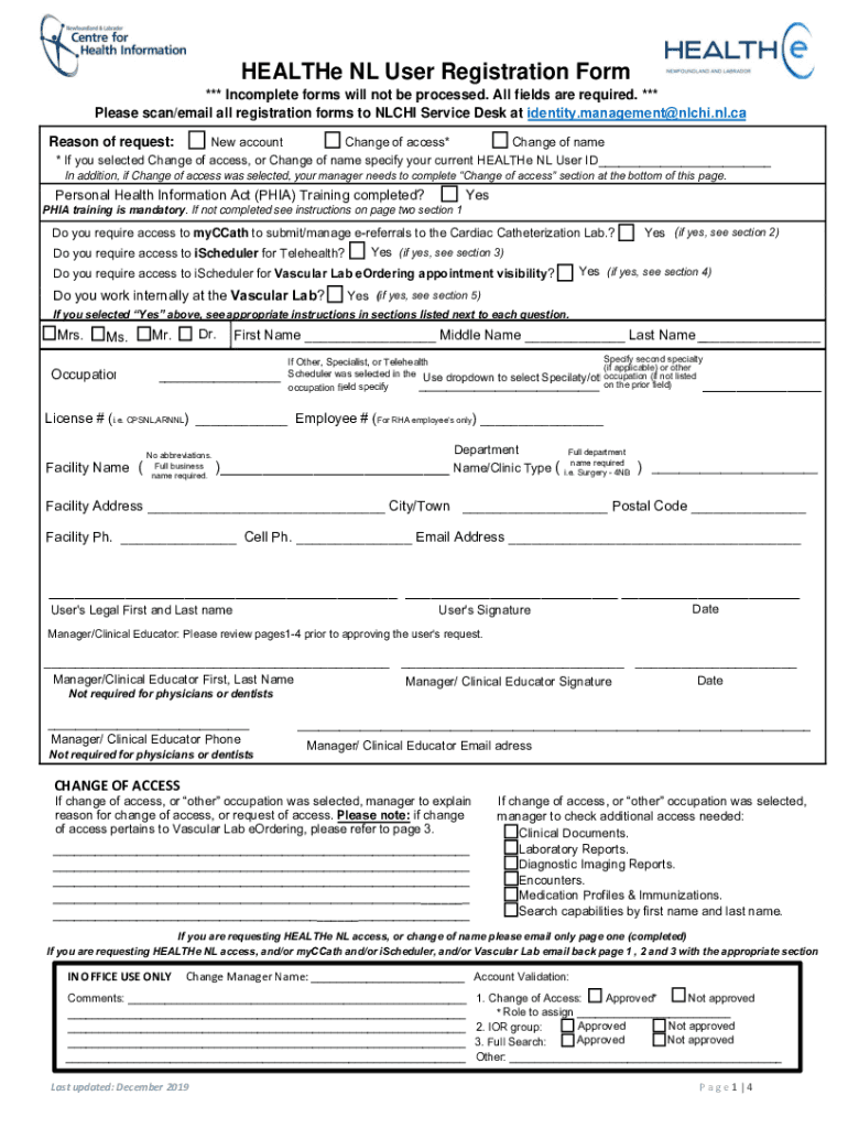Healthe Nl Registration Form - Fill Online, Printable, Fillable, Blank | pdfFiller