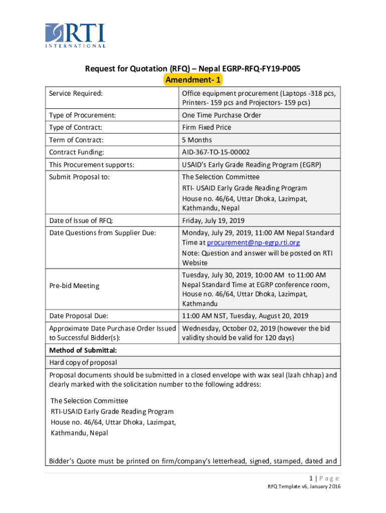 Fillable Online Request for Quotation (RFQ) for Laptops and Printers Fax Email Print - pdfFiller