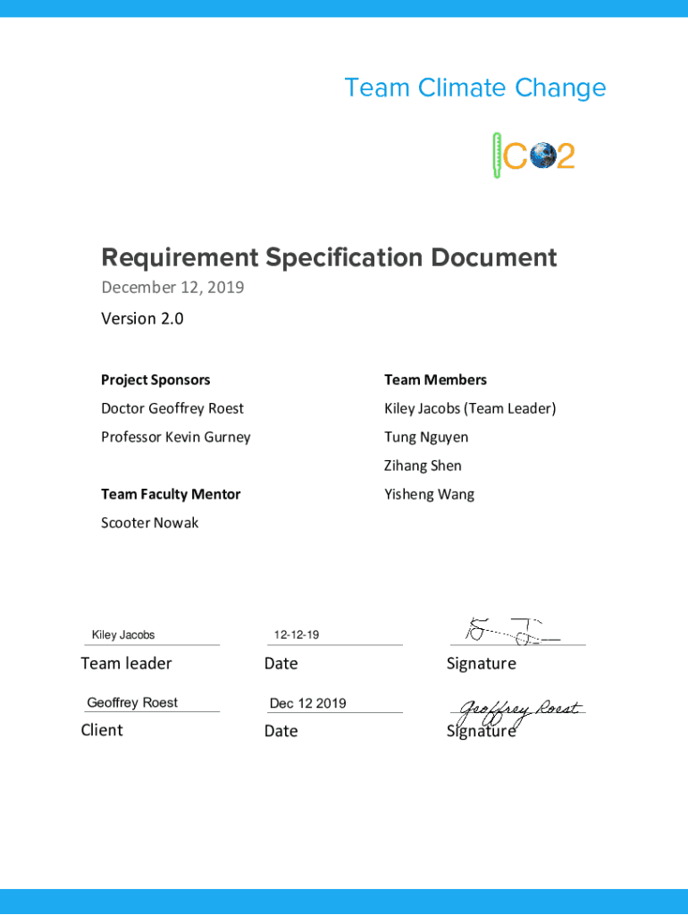 Fillable Online Team Climate Change Requirement Specification Document ...