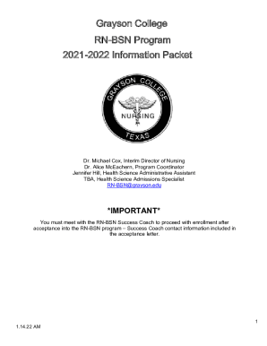 Fillable Online Grayson College RN-BSN Program Information Packet - PDF ...