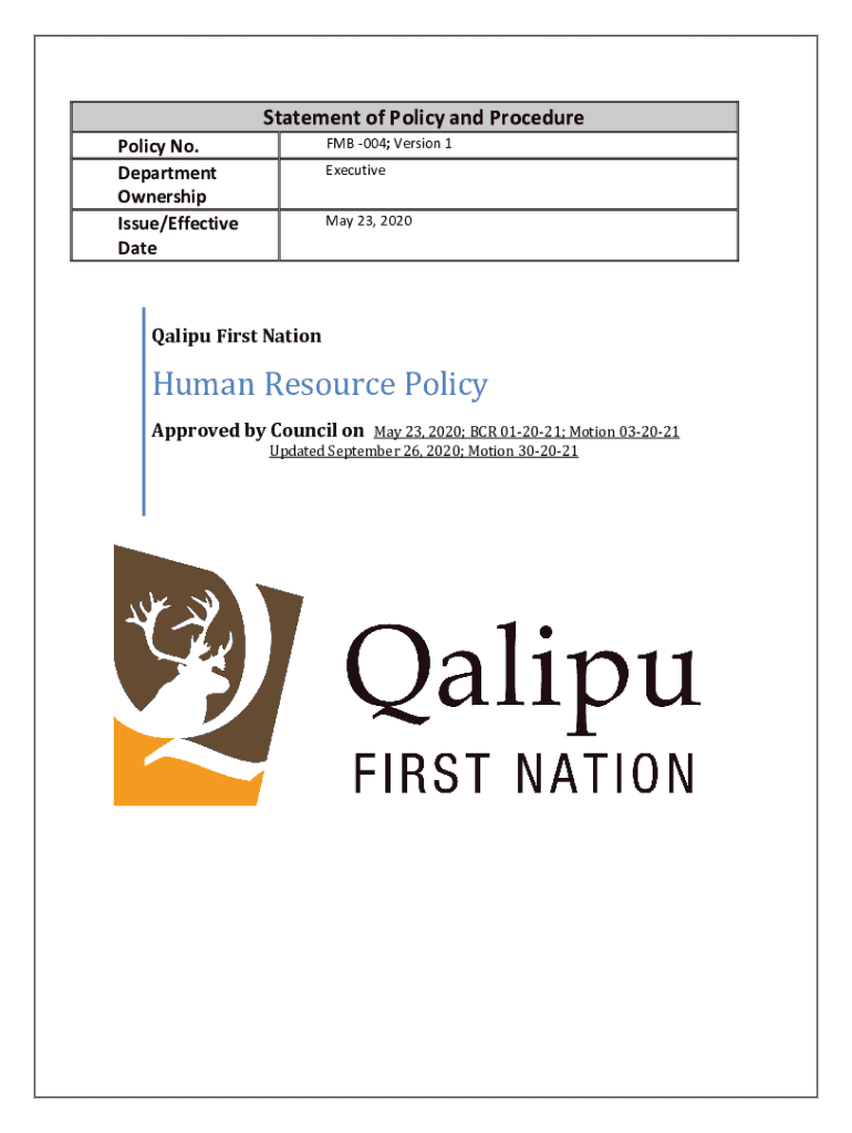 Fillable Online Human Resources Sample Policy and Procedures (DOCX) Fax ...