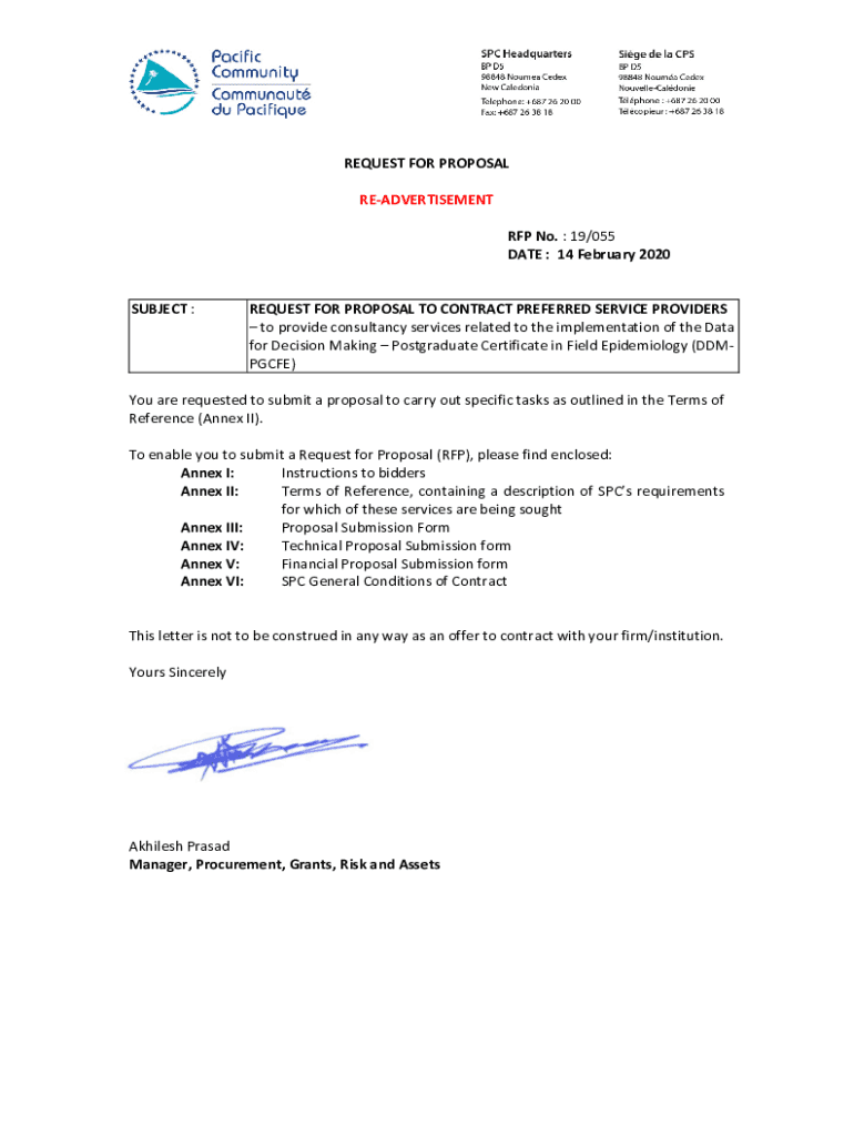 Fillable Online REQUEST FOR PROPOSAL RE-ADVERTISEMENT RFP No. Fax Email Print - pdfFiller