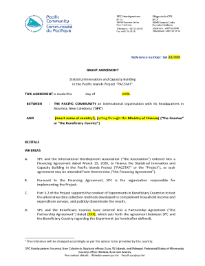 Fillable Online NAS Grant Number: 20000xxxx - GRANT AGREEMENT Fax Email ...