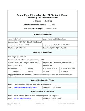 Fillable Online Prison Rape Elimination Act (PREA) Audit Report - Berks ...