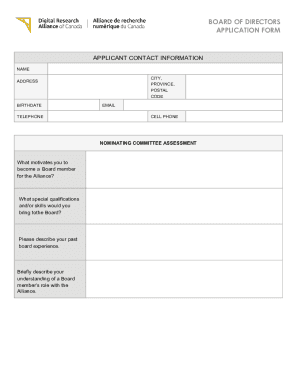 Fillable Online BOARD OF DIRECTORS APPLICATION FORM Fax Email Print - pdfFiller