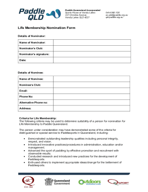 Fillable Online 20210806 - PQ Life Member Nomination Form Fax Email Print - pdfFiller