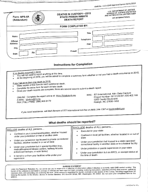Fillable Online Form NPS-4A (Addendum) Instructions for Completion What ...