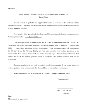 Fillable Online , Dear Sir, Sub: Invitation of quotation Sealed ...