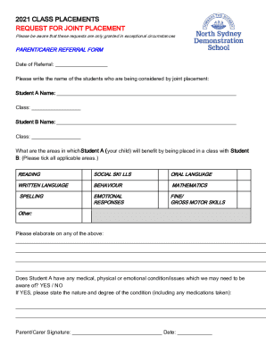 Fillable Online REQUEST FOR JOINT PLACEMENT Fax Email Print - pdfFiller