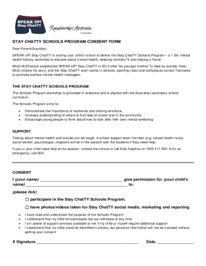 Fillable Online Stay ChatTY Schools Program Consent Form Fax Email Print - pdfFiller