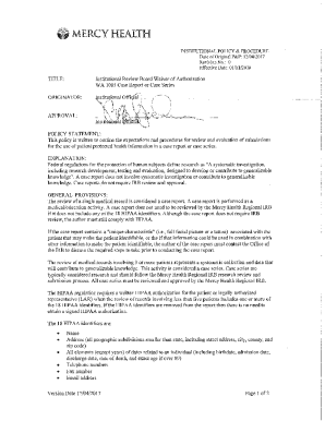 Fillable Online Policies and Corporate Documents - Mercy Health ...