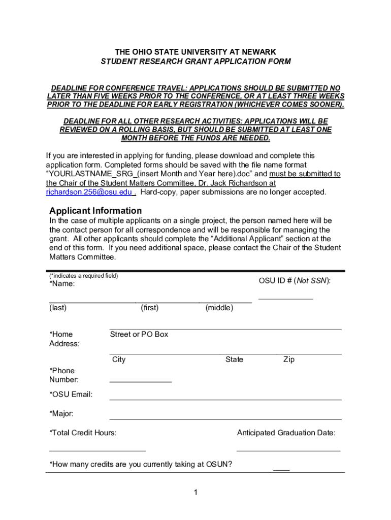 Fillable Online newark osu Deadlines for Students - The Ohio State ...