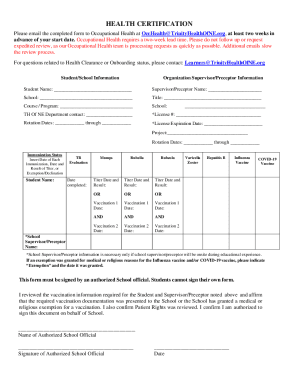 Fillable Online LEARNER HEALTH CLEARANCE FORM Fax Email Print - pdfFiller