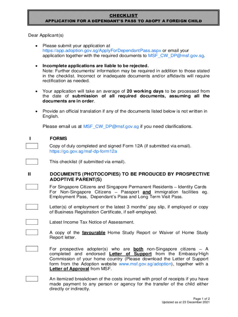 Fillable Online New DP Application For Foreign Child Adoption - go.gov ...