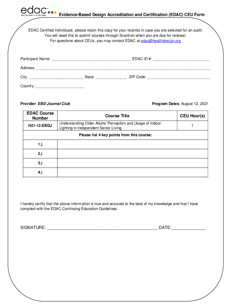 Fillable Online EDAC Certified Individuals, please complete your form ...