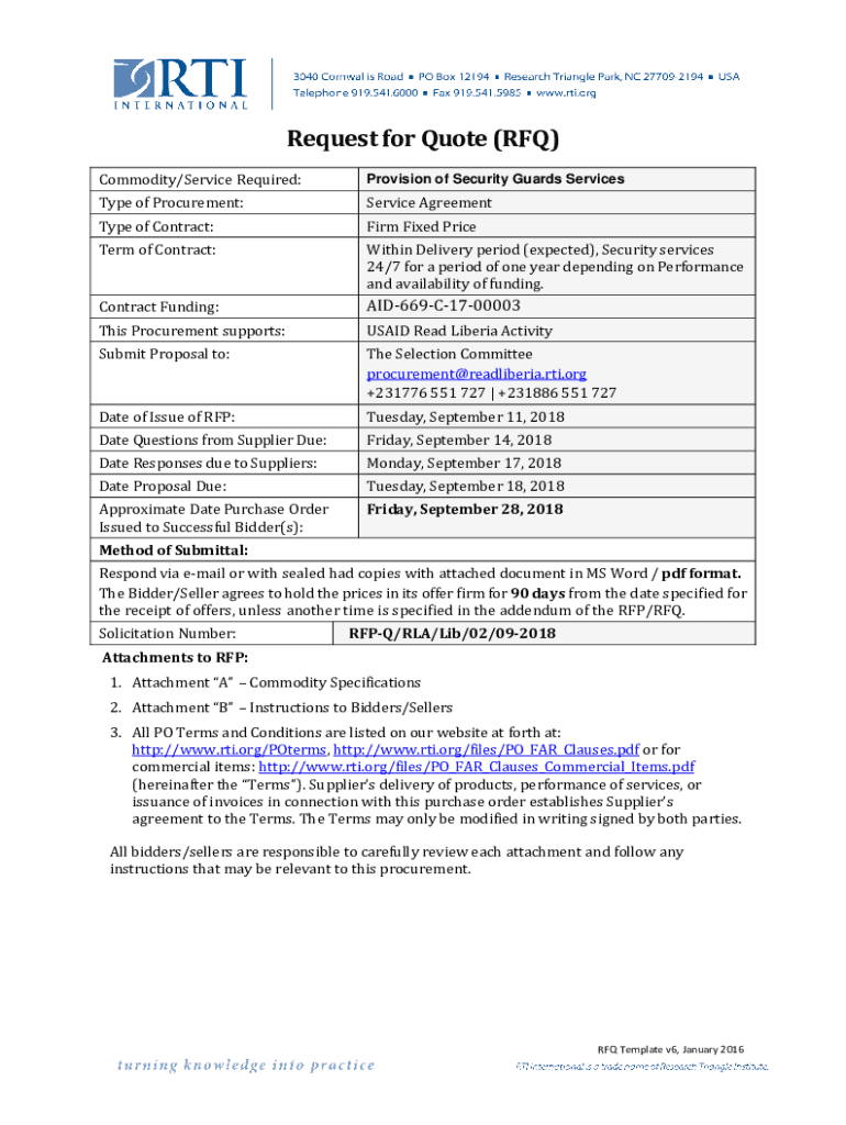 Fillable Online emansion gov REQUEST FOR QUOTATION (RFQ) Delivery of Security ... Fax Email ...