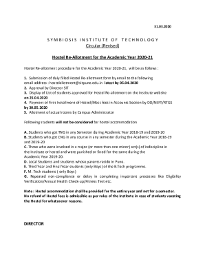 Fillable Online Application for Hostel AllotmentCheck the Format ...