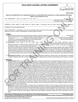 Fillable Online EXCLUSIVE LEASING LISTING AGREEMENT - The CE Shop Fax ...