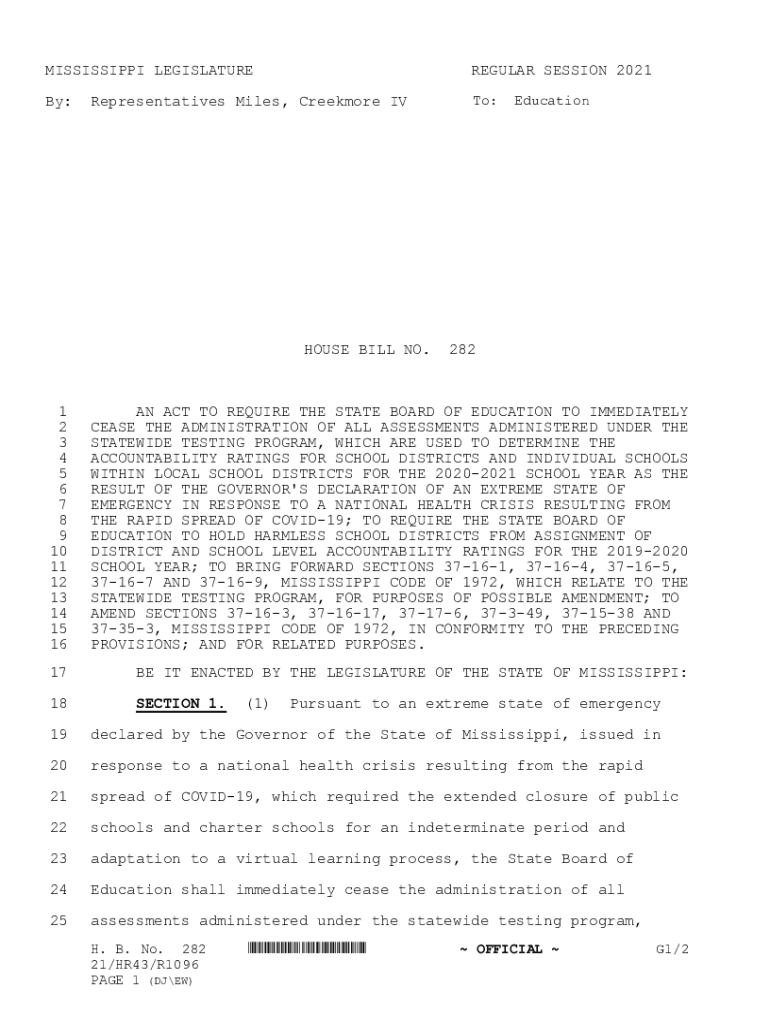 Fillable Online billstatus ls state ms HB 282 Fax Email Print - pdfFiller