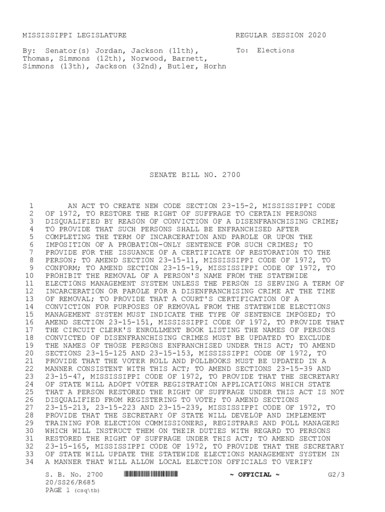 Fillable Online billstatus ls state ms jackson(32nd).xml - MISSISSIPPI LEGISLATURE Fax Email ...