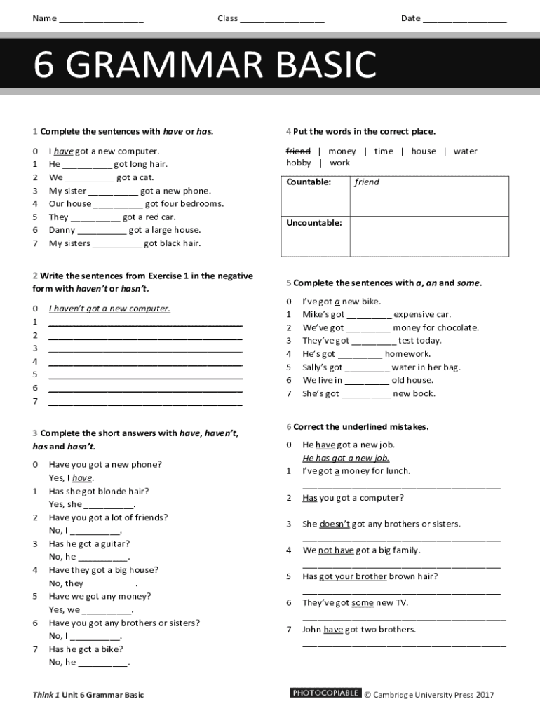 Fillable Online 6 GRAMMAR BASIC Fax Email Print - pdfFiller