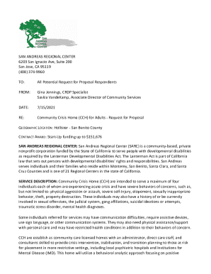 Fillable Online Request for Proposal - San Andreas Regional Center Fax ...