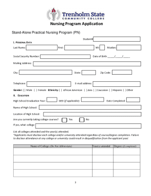 Fillable Online SAC Nursing Program - First Semester Admission ...