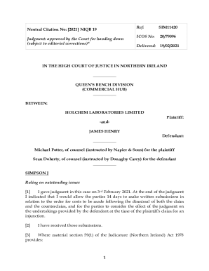 Fillable Online 1 Neutral Citation No: 2021 NIQB 19 Judgment ...