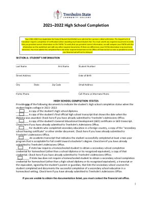 Fillable Online 20212022 High School Completion Fax Email Print - pdfFiller